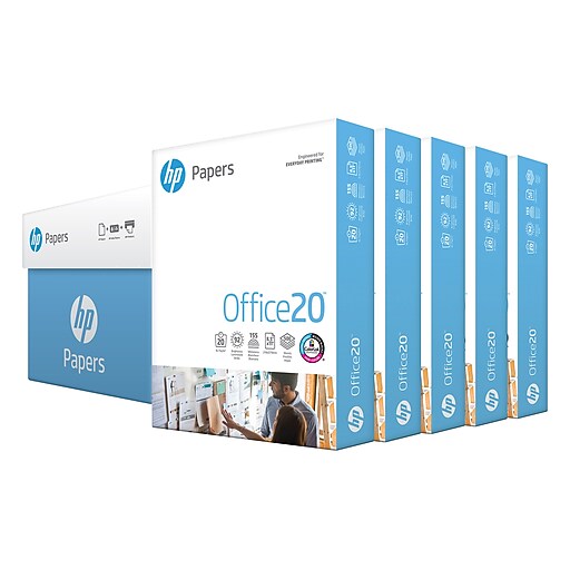 HP Office20 8.5" x 11" Multipurpose Paper, 20 lbs., 92 Brightness, 2500 ...