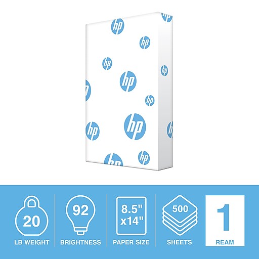 HP Office20 8.5" x 14" Multipurpose Paper, 20 lbs., 92 Brightness, 500 ...