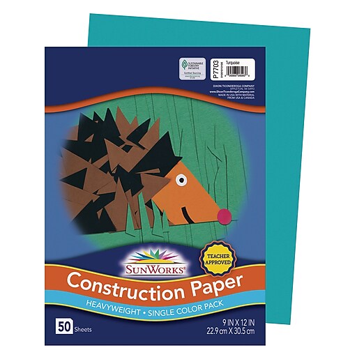 SunWorks 9" x 12" Construction Paper, Turquoise, 50 Sheets (P7703 ...