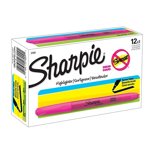 Sharpie Pocket Stick Highlighters, Chisel Tip, Flourescent Pink, Dozen ...