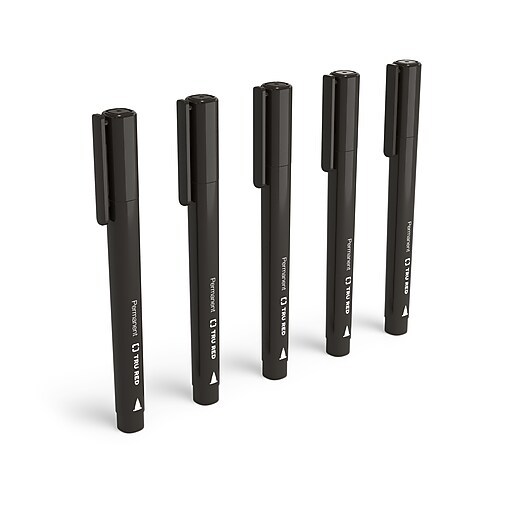 TRU RED™ Pen Permanent Markers, Fine Tip, Black, 5/Pack (TR54524) | Staples