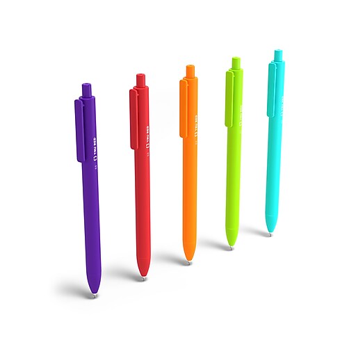 TRU RED™ Retractable Quick Dry Gel Pens, Fine Point, 0.5mm, Assorted, 5 ...
