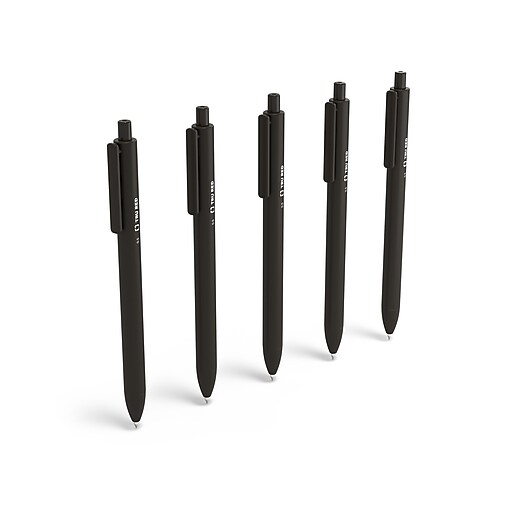 TRU RED™ Retractable Quick Dry Gel Pens, Fine Point, 0.5mm, Black, 5 ...