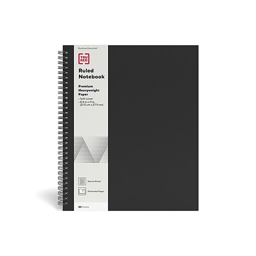TRU RED™ Large Soft Cover Ruled Notebook, Black (TR54984) | Staples