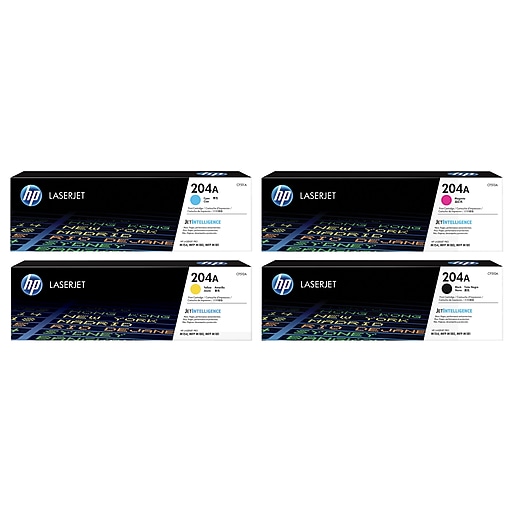 HP 204A Black/Cyan/Magenta/Yellow Standard Yield Toner Cartridge, 4 ...
