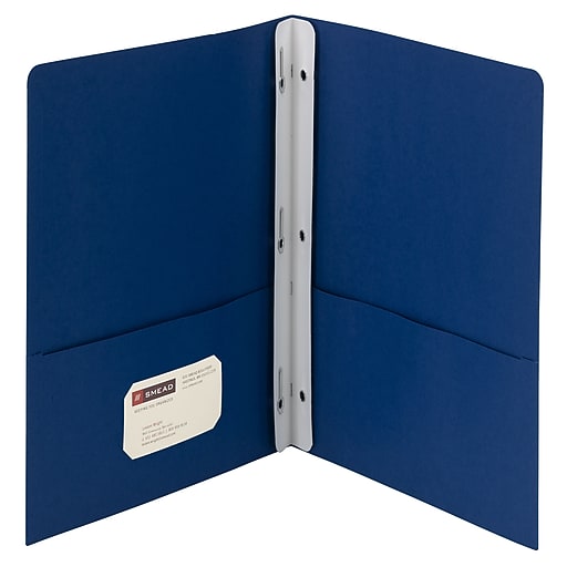 Smead 2-Pocket Portfolio Folder with Fasteners, Dark Blue, 25/Box ...