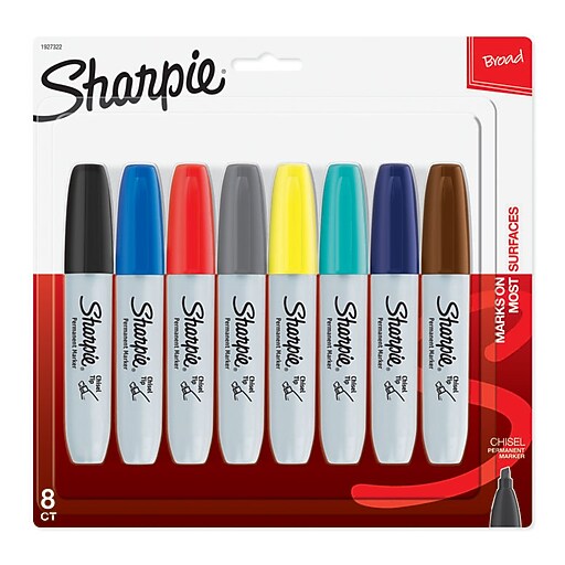 Sharpie Permanent Markers, Chisel Tip, Assorted Fashion Colors, 8/Pack ...