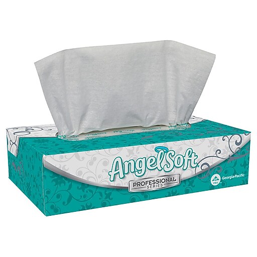 Angel Soft Professional Series Facial Tissue, 2-Ply, White, Flat Box ...