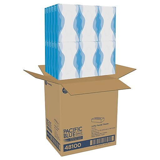 Pacific Blue Select Facial Tissue, 2-ply, 100 Tissues/Box, 30 Boxes ...