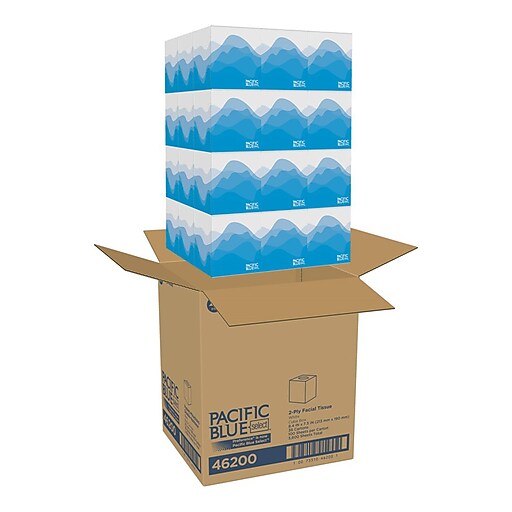 Pacific Blue Select Facial Tissue, 2-ply, 100 Tissues/Box, 36 Boxes ...