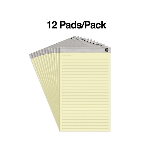 TRU RED™ Notepads, 8.5" x 14", Wide Ruled, Canary, 50 Sheets/Pad, 12 ...