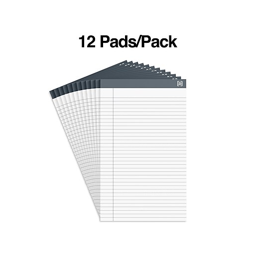 TRU RED™ Notepads, 8.5" x 14", Wide Ruled, White, 50 Sheets/Pad, 12 ...