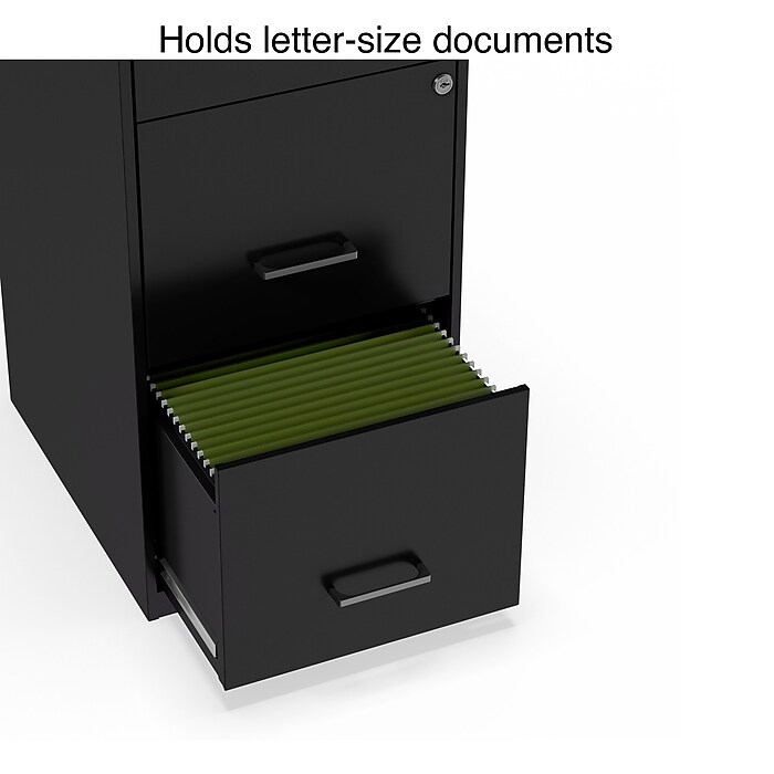 Staples 3 Drawer Vertical File Cabinet Letter Size Lockable 34.9 H x 14.3 W x 18.9 D Black ST52151 CC Staples