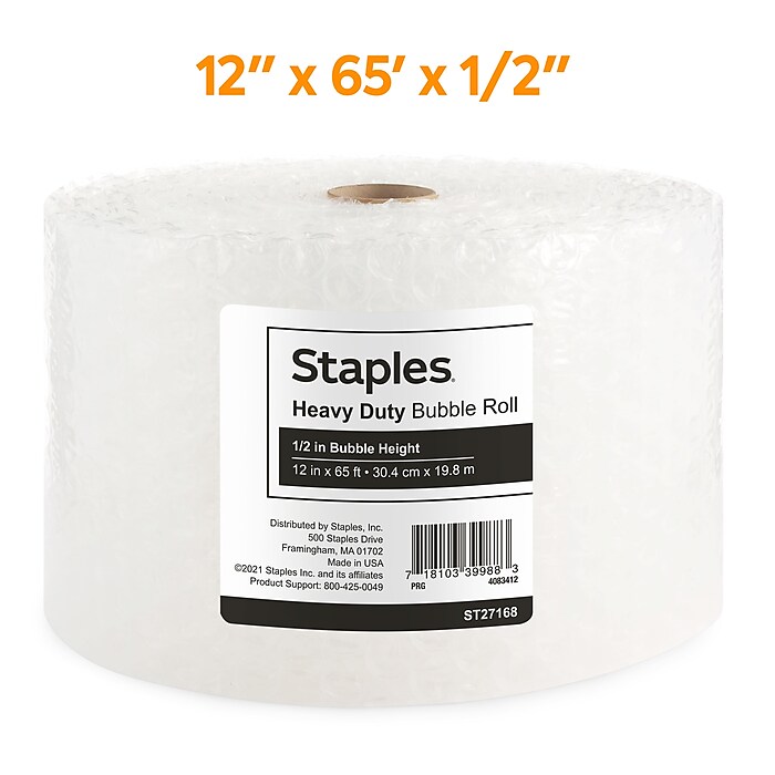 1 2 Heavy Duty Bubble Roll 12 x 65 4069422 Staples