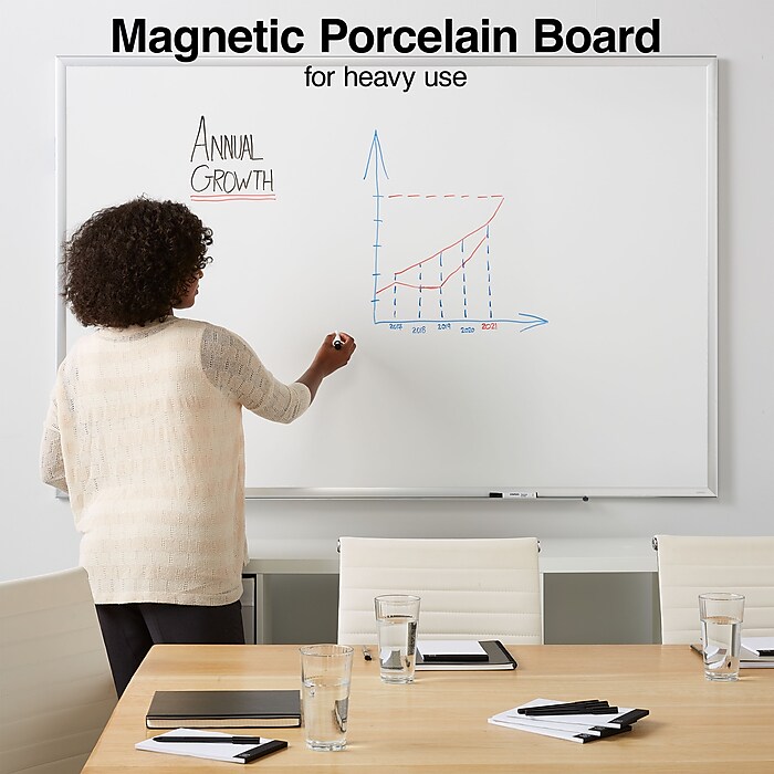 Staples Durable Magnetic Porcelain Dry Erase Whiteboard Aluminum Frame 6 x 4 52469 28332 Staples