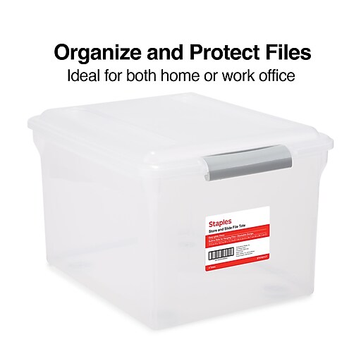 TRU RED™ Store & Slide Hanging File Box, Latch Lid, Letter/Legal Size ...