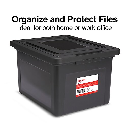 TRU RED™ Hanging File Box, Snap Lid, Letter/Legal Size, Black, 4/Carton ...