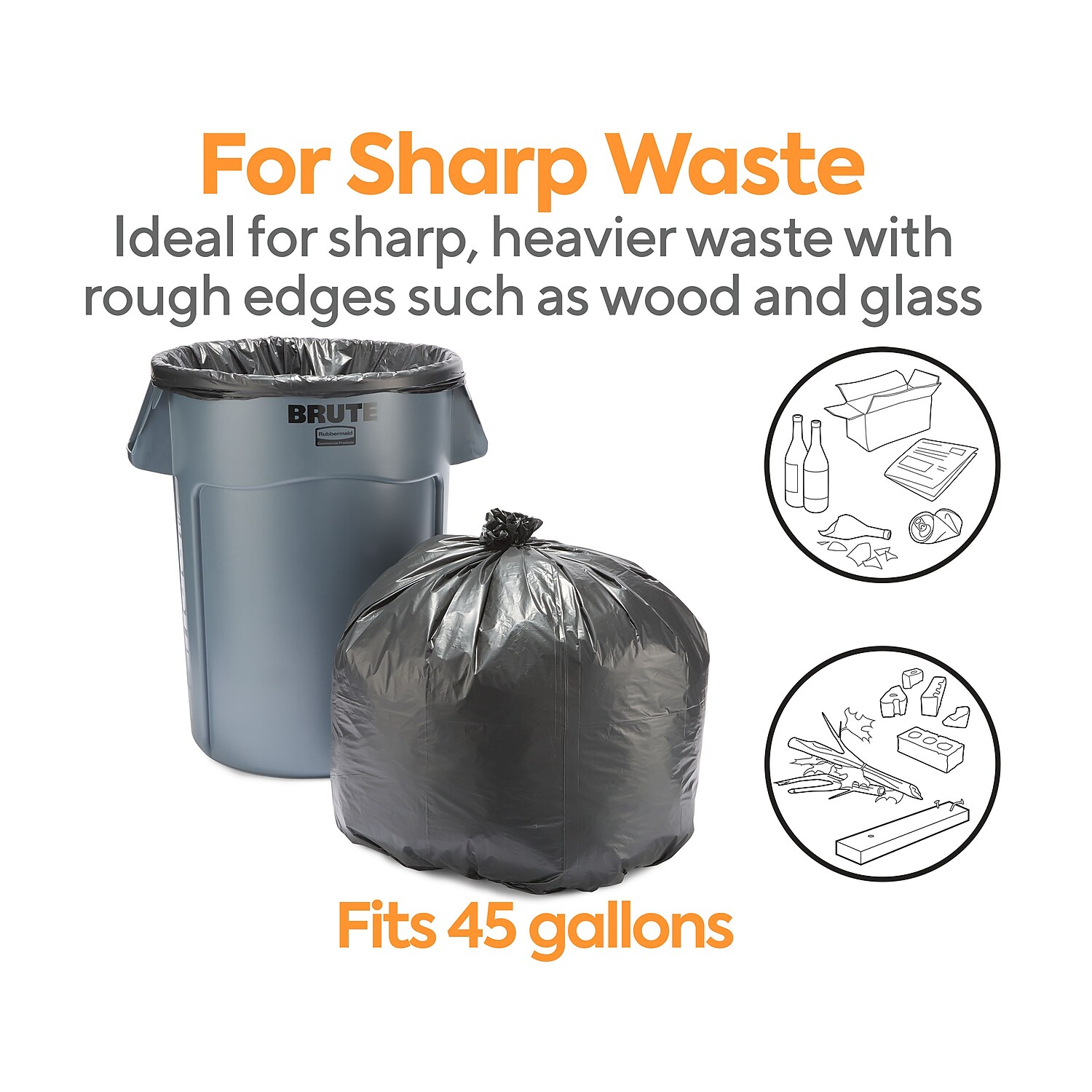 Coastwide Professional 420460 Reprocessed Resin Can Liners 45 Gal 1.3 ...