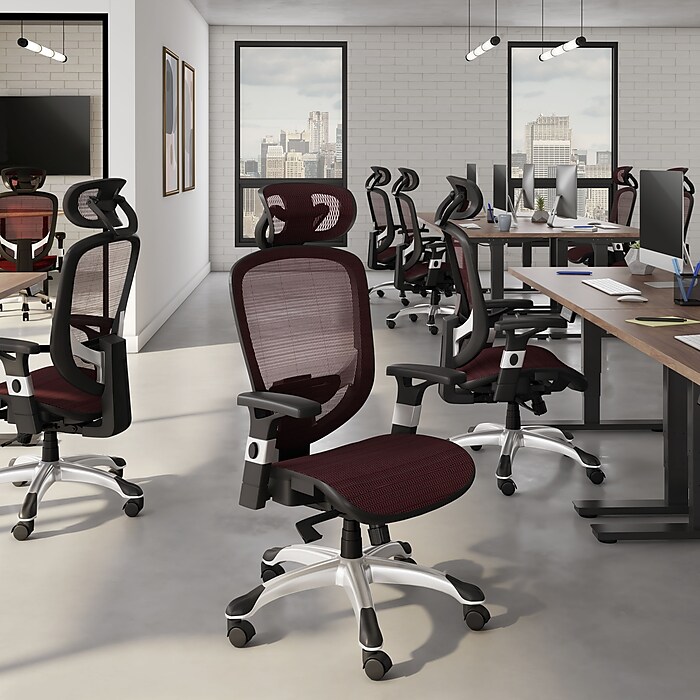 Staples Hyken Ergonomic Mesh Swivel Task Chair Maroon UN59462 Staples