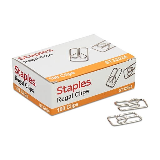 Staples® Regal #2 Paper Clips, Silver, 100/Box (72120) | Staples