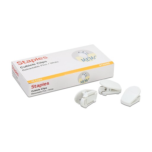 Staples Cubicle Clips, White, 20/Box (33455) | Staples