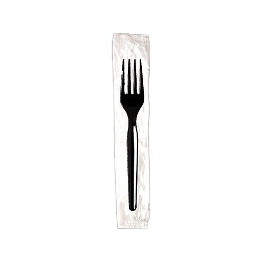 Dixie Individually Wrapped Polystyrene Fork, Medium-Weight, Black, 1000 ...