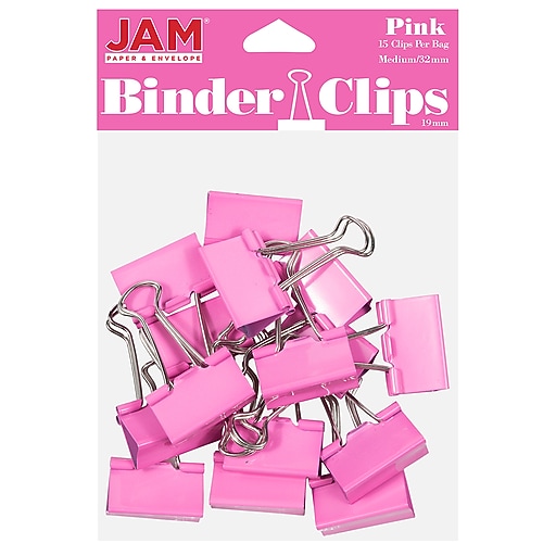 JAM Paper Colored Binder Clips, Medium, 5/8" Capacity, Pink, 15/Pack ...