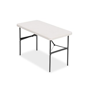 Banquet Folding Table Rectangular Radius Edge 48 x 24 x 29 Platinum Charcoal