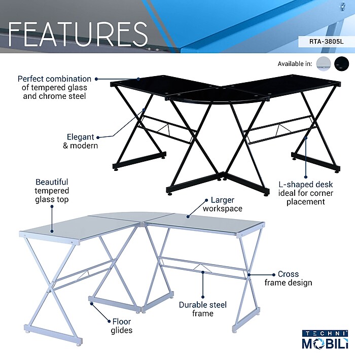 Staples glass l shaped desk store