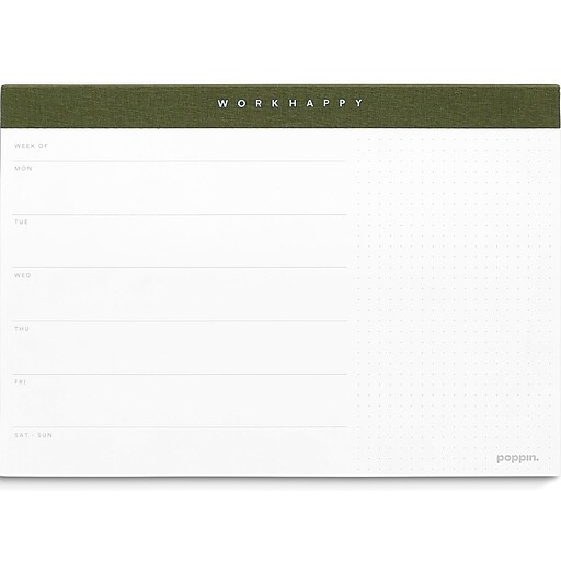 Poppin Work Happy Paper Desk Pad, 10" x 7", Olive (107460) | Staples