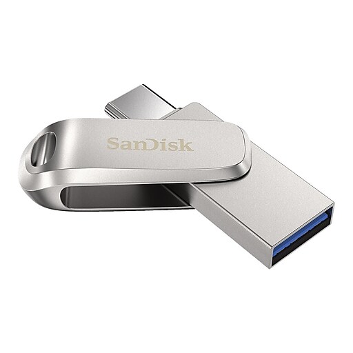 SanDisk Ultra Dual Luxe Dual 64GB USB 3.1 Flash Drive, Silver (SDDDC4 ...