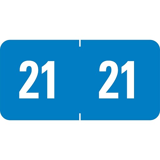 Smead ETS 2021 Color-Coded Year Label, 0.5”H x 1"W, White on Blue, 25 ...