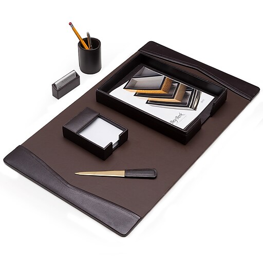 Bey-Berk 6-Piece Leather Desk Pad Set, 18