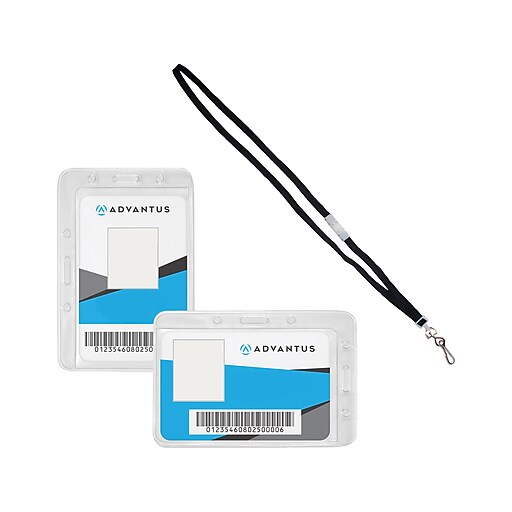 Advantus ID Badge Holder with Lanyard, Clear/Black, 20/Pack (75699 ...