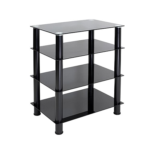 Mount-It! Tempered Glass 4-Tier Media Stand, Black (MI-8670) | Staples