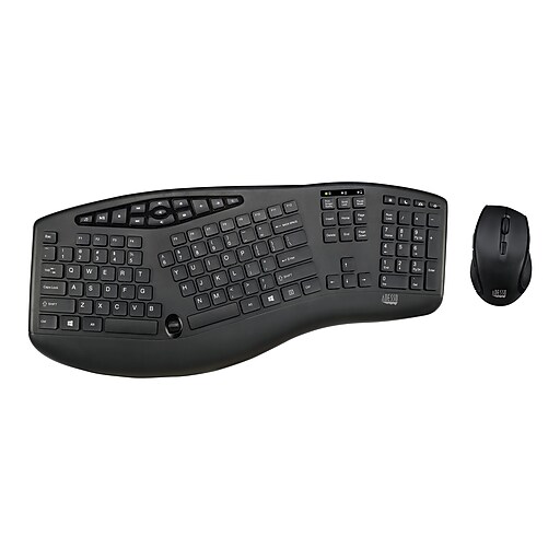 Adesso Tru-Form Media Wireless Ergonomic Keyboard and Optical Mouse ...