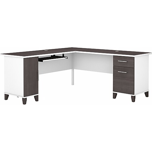 Bush Furniture Somerset 72"W L Shaped Desk with Storage, Storm Gray ...