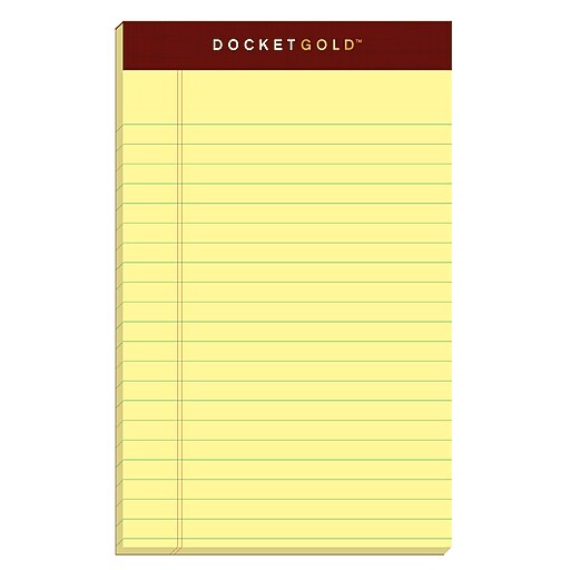 Tops Docket Gold Notepads, 5" x 8", Canary, 50 Sheets/Pad, 12 Pads/Pack ...