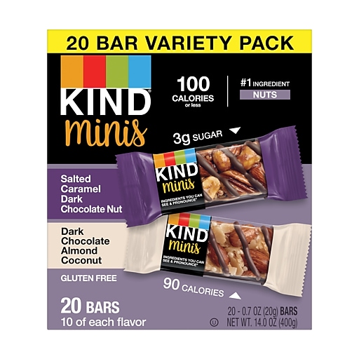 KIND Minis Bars, Salted Caramel Dark Chocolate Nut/Dark Chocolate ...
