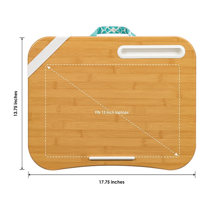 LapGear Designer 17.75 x 13.75 Lap Desk Wood Aqua Trellis 45422