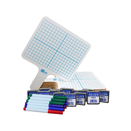 Flipside 36-Piece Dry-Erase Graphing Paddle, Pen, and Eraser Class Pack ...