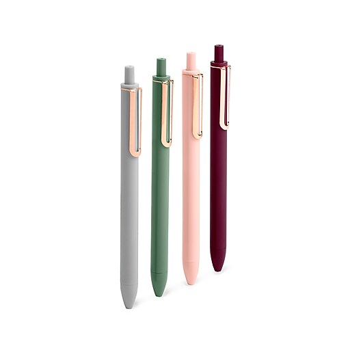 Poppin Assorted Jewel Luxe Retractable Gel Pens, Fine Point, Black Ink ...