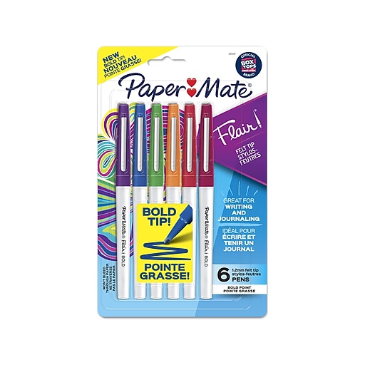 Paper Mate Flair Felt Pen, Bold Point, Assorted Ink, 6/Pack (2125411 ...