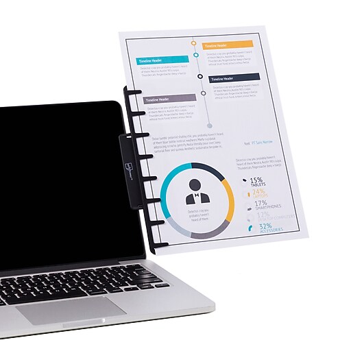 NoteTower Monitor Plastic Document Holder Mount with Teeth, Black ...