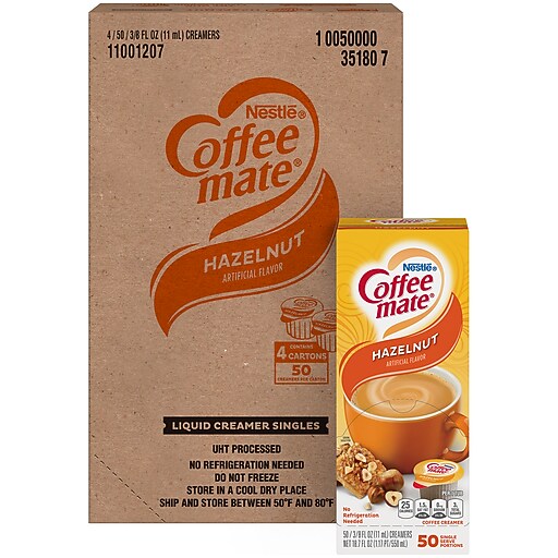 Coffee mate Hazelnut Liquid Creamer, 0.38 oz., 200/Carton (NES35180CT ...