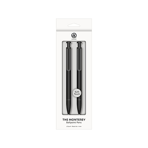 U Brands The Monterey Retractable Ballpoint Pen, Black Ink, 2/Pack ...
