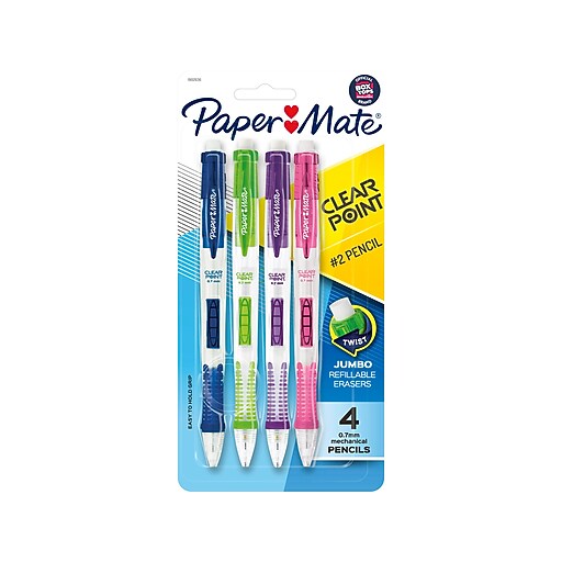 Paper Mate Clearpoint Mechanical Pencil, 0.7mm, #2 Hard Lead, 4/Pack ...