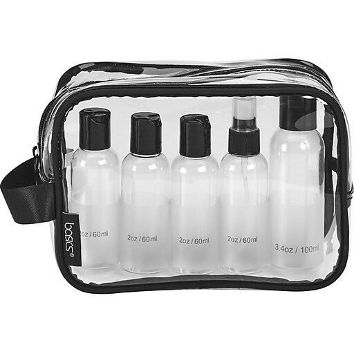 Basics 8" 6-Piece PVC Toiletry Bag Kit, Clear (A28712) | Staples