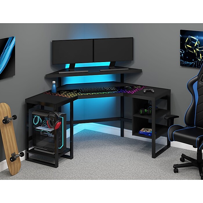 Whalen Leet LevelUp 53 W Corner Desk Onyx SPLS LTCGD Staples