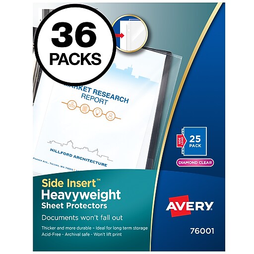 Avery Diamond Clear Side Insert Sheet Protectors, Heavyweight, 900 ...